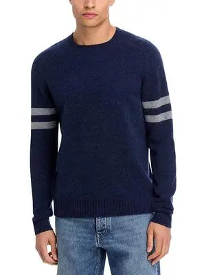 Bloomingdale'S Striped Sleeve Merino Wool Sweater - Indigo Medium Blue