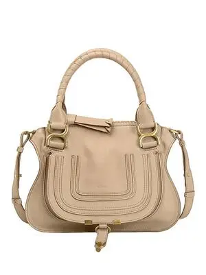 Chloé Marcie Small Leather Satchel Boyish Brown Grain Leather