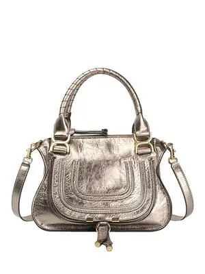 Chloé Marcie Small Leather Satchel Shiny Gray Leather