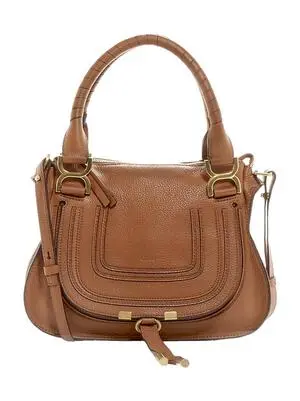 Chloé Marcie Small Leather Satchel Tan Grain Leather