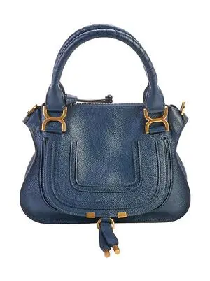 Chloé Marcie Small Leather Satchel - Tapestry Blue Grain Leather