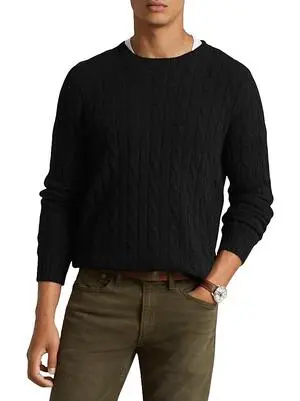 Ralph Lauren Cashmere Cable Knit Crewneck Sweater - Polo Black