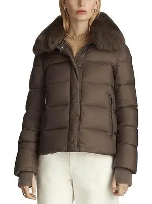 Dawn Levy Vera Shearling Trim Down Coat - Bronze