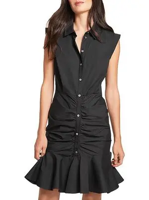 Veronica Beard Bell Ruched Shirtdress - Black