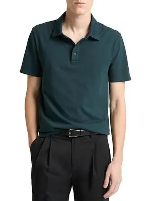 Vince Cotton Knit Polo Shirt - Washed Seaweed