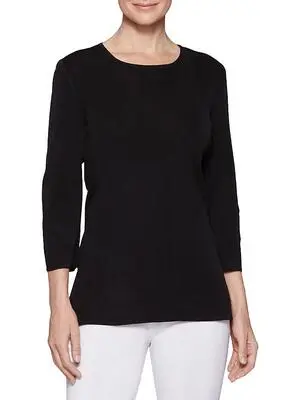 Misook Round Neck Tunic - Black