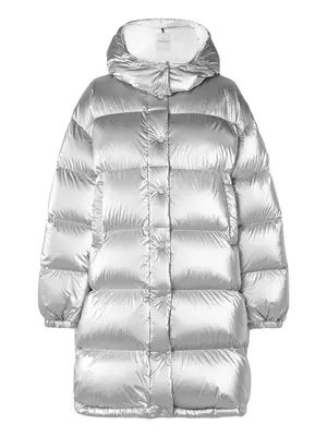 Moncler Gaou Hooded Quilted Metallic Shell Down Jacket - Silver