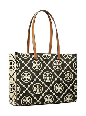 Tory Burch T Monogram Embossed Tote - Black/white