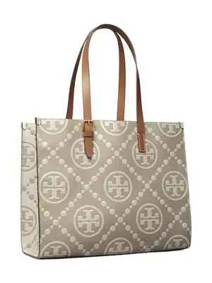 Tory Burch T Monogram Embossed Tote - Longan/new Cream