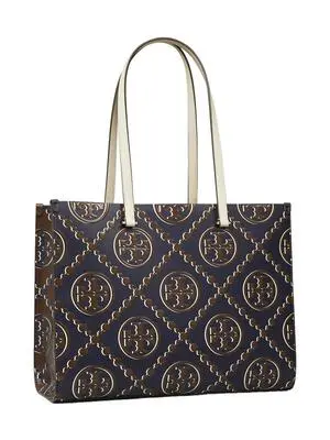 Tory Burch T Monogram Embossed Tote - Tory Navy/john Coco