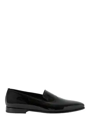 Manolo Blahnik Mario Grosgrain-trimmed Patent-leather Loafers - Black