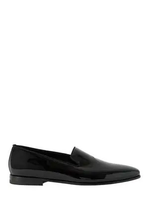 Manolo Blahnik Mario Grosgrain-trimmed Patent-leather Loafers - Black