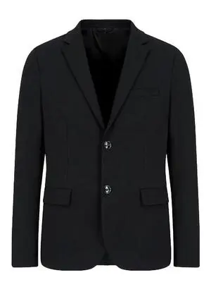 Emporio Armani Stitched-jersey Single-breasted Jacket - Black