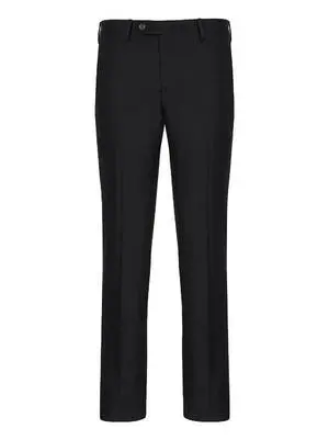 Emporio Armani Worsted Virgin-wool Trousers - Black