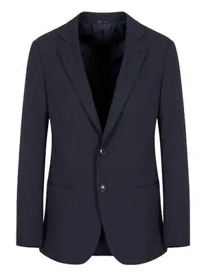 Giorgio Armani Pure Virgin Wool Soho Line Single-Breasted Jacket Navy
