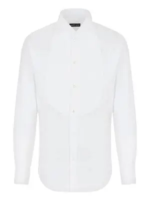 Giorgio Armani Icon Tuxedo Shirt In Cotton Poplin - White