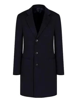 Giorgio Armani Long Cashmere Single-breasted Coat - Navy