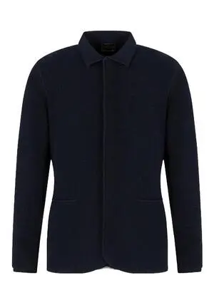 Giorgio Armani Icon Single-breasted Loop-stitch Cashmere Jacket - Navy