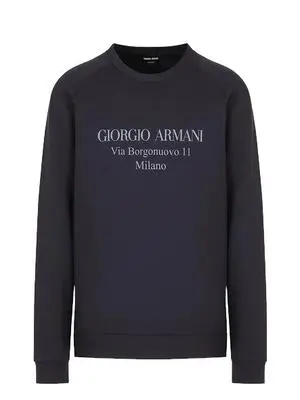 Giorgio Armani Borgonuovo 11 Cotton Double Jersey Sweatshirt - Navy