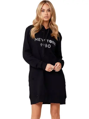 SIWY OUTLET Siwy Nina Hooded Long Sleeve Dress - Black