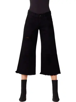 SIWY OUTLET Siwy Milly Wide Leg Cropped Pants - Black / Silver