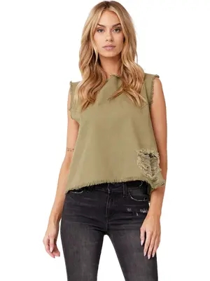 SIWY OUTLET Siwy Phoebe Distressed Crop Tank - Green