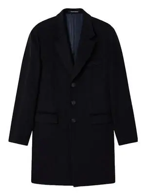 Emporio Armani Coat With Lapels In Beaver Cashmere - Navy