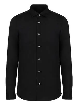 Emporio Armani Asv Lyocell-blend Jersey Shirt - Black