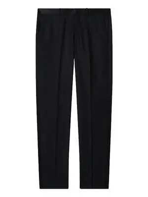 Emporio Armani Worsted Virgin-wool Trousers - Black