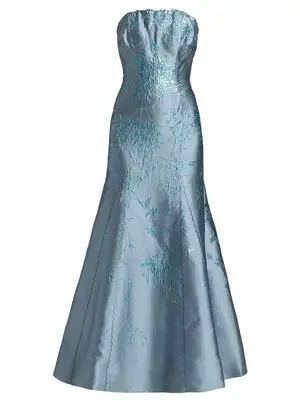 Rene Ruiz Collection Strapless Jacquard Mermaid Gown - Cornflake