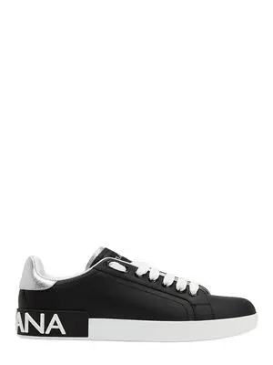 Dolce & Gabbana Leather Low-top Sneakers - Black/silver