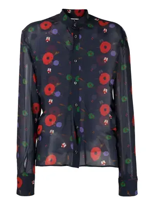 Dsquared2 Floral Print Long-sleeved Shirt - Blue