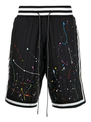 MOSTLY HEARD RARELY SEEN Quilted Paint-splatter Shorts - Black