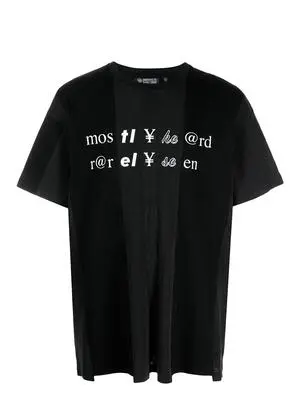 MOSTLY HEARD RARELY SEEN Text Print Cottont-shirt - Black