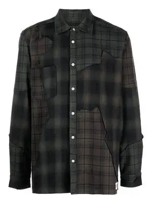 MOSTLY HEARD RARELY SEEN Plaid-check Patchwork Shirt - Brown