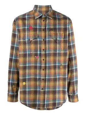 Dsquared2 Embroidered-detail Plaid-check Print Shirt - Brown