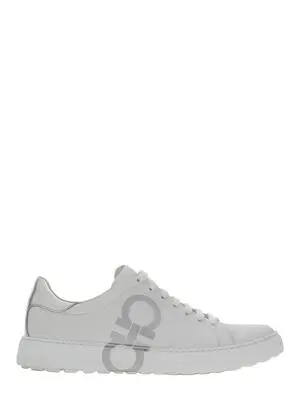 FERRAGAMO Gancini-print Lace-up Sneakers - White
