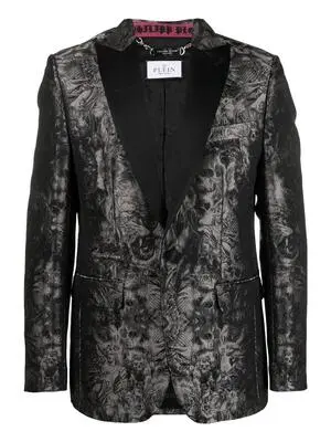 Philipp Plein Gothic Plein Jacquard Blazer - Black