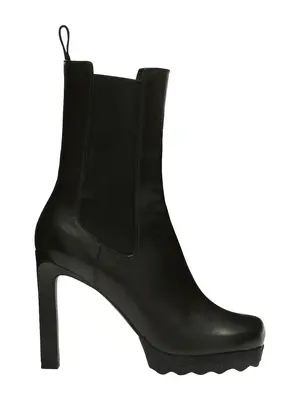 Off-White Leather Heeled Boots - Black