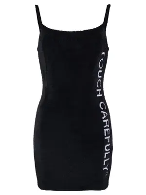 Off-White Slogan Detail Mini Dress - Black