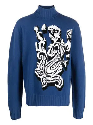 Etro Paisley-knit Roll-neck Jumper - Blue