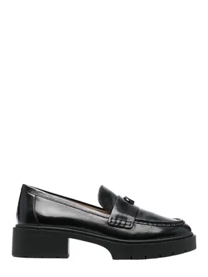 COACH Leah Leather Loafers - Black