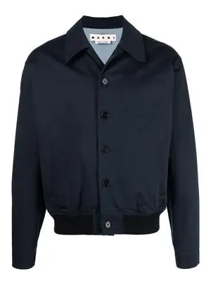 Marni Embroidered Logo Shirt Jacket - Blue