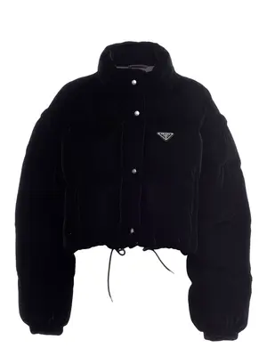 Prada Convertible Velvet Down Jacket - Black