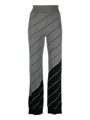 Stella McCartney Stella McCartney Diagonal Stripe Wool Flared Trousers Grey