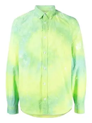 STAIN SHADE Long-sleeve Tie-dye Shirt - Green