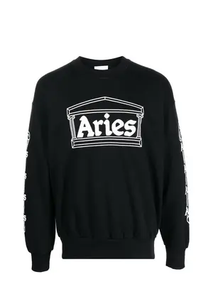 Aries Logo-print Long-sleeve Top - Black