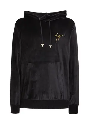 GIUSEPPE ZANOTTI Lr-27 Velvet Drawstring Hoodie - Black