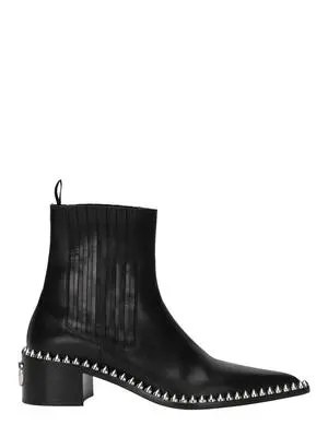 Dolce & Gabbana Studded Leather Ankle Boots - Black