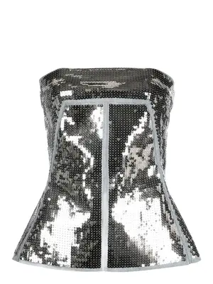 Rick Owens Sequin-embellished Bustier Top - Silver